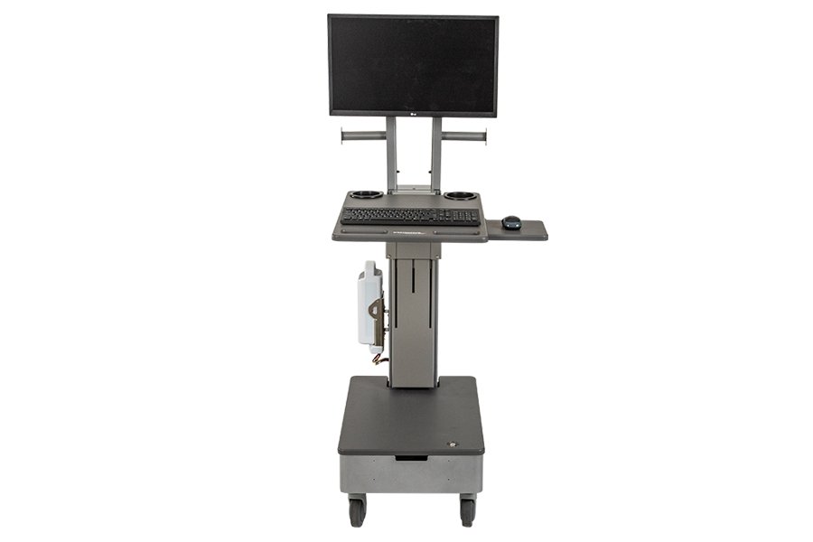 DTG Adjustable Monitor Mobile Workstation Large Printer Cart w/ Trays ...
